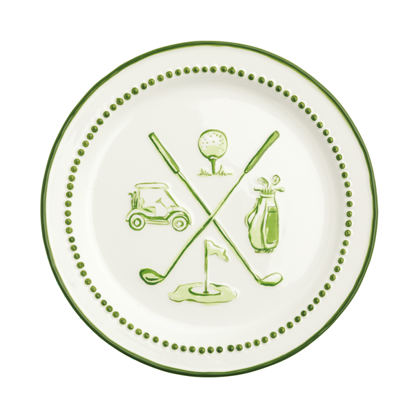 Golf Themed Ceramic Platter | Hand-Painted Ceramic | Mud Pie