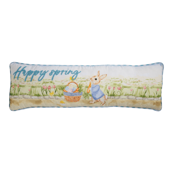 Easter Long Scene Pillow Piped Edge Cotton Decor | Mud Pie