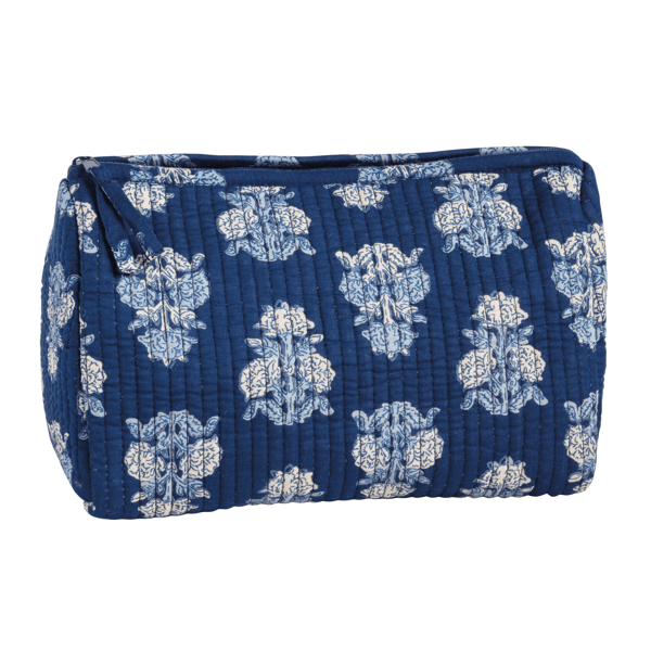 Navy Block Print Quilted Case