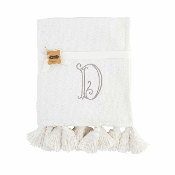 White Initial Throw Blanket