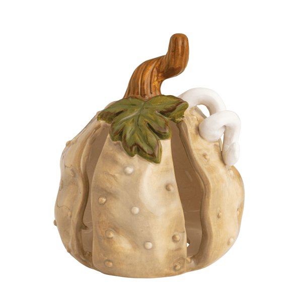 Medium Beige Pumpkin | Harvest Stoneware Home Table Decor | Mud Pie
