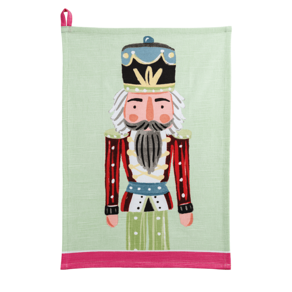 Green Nutcracker Towel | Festive Kitchen Accessory | Mud Pie