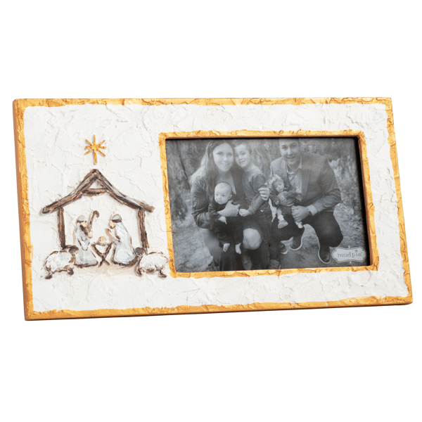 Painted Nativity 4x6 Wooden Frame with Easel Back | Mud Pie