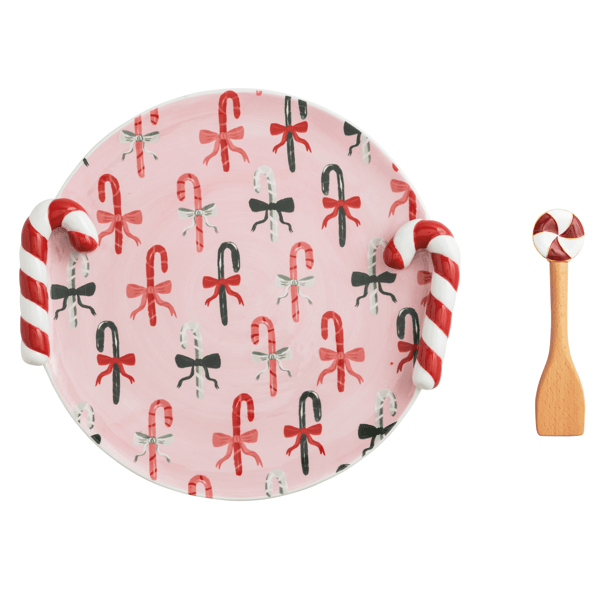 Christmas Candy Handle Cookie Plate 2-Piece Set | Mud Pie