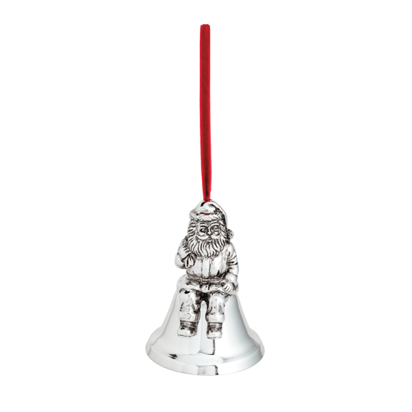 Metal Santa Bell with Velvet Ribbon for Delightful Holiday | Mud Pie