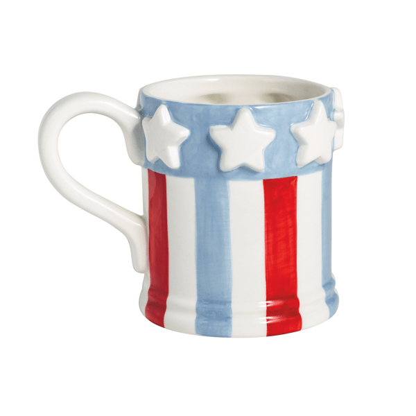 Americana Stars Coffee Mug with Textured Ceramic Details | Mud Pie