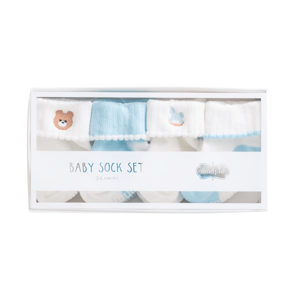 Blue Foldover Sock Set for Everyday Wear | Mud Pie