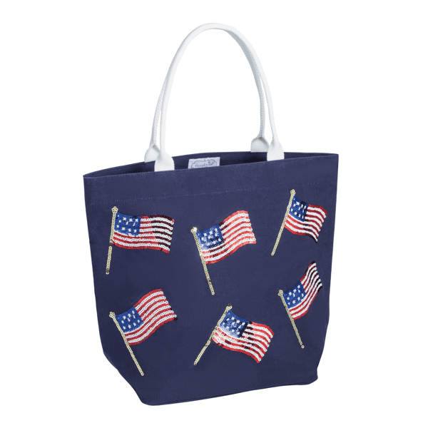Blue Everyday Sparkle Tote | Americana Flags Design | Mud Pie