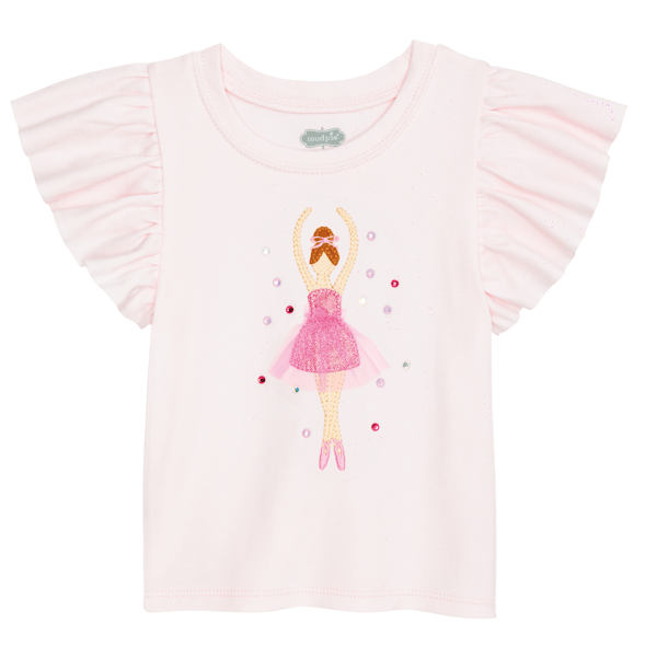 Pink Ballerina Applique Dance Ruffle Tee | Size 2T-3T | Mud Pie