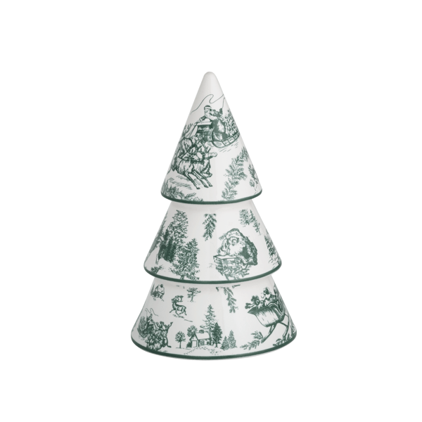 Small Green Toile Tree | Hand-Painted Holiday Decoration | Mud Pie