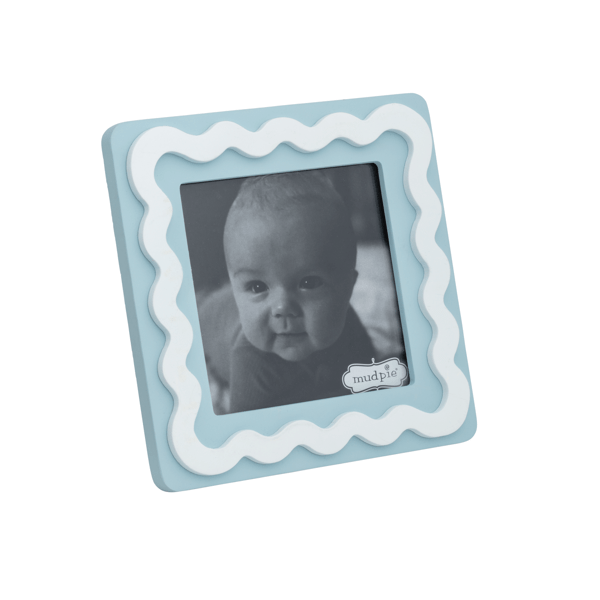 Rectangle Blue Wood Frame | Elegant 4"x4" Photo Display | Mud Pie