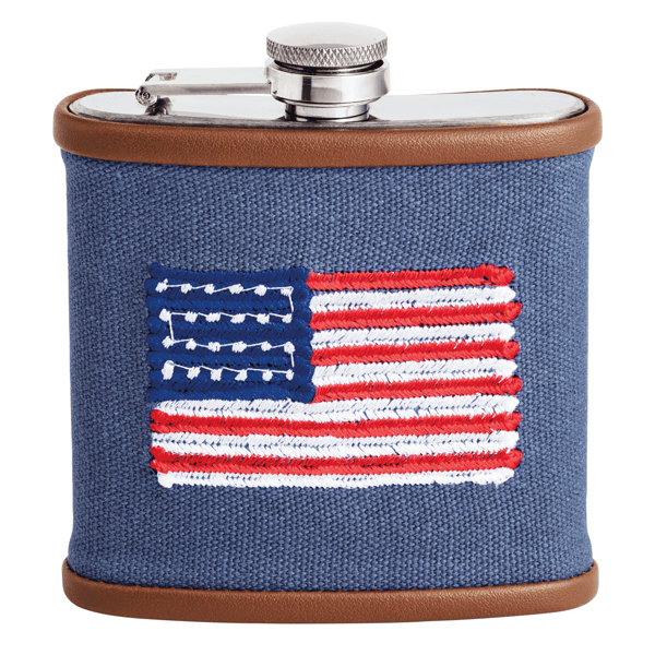 Classic Flask with Flag Embroidery for Men | Mud Pie