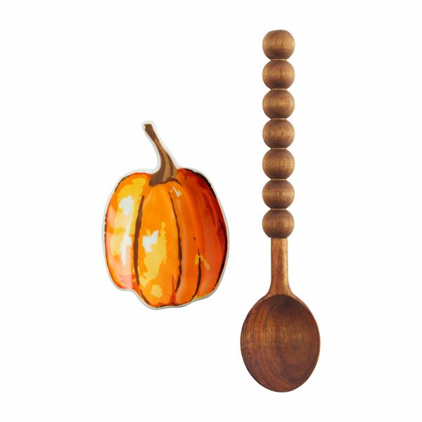 Pumpkin Shaped Spoon Rest Set | Mud Pie