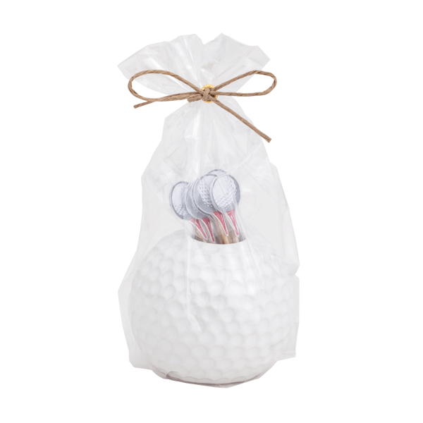 Ceramic Golf Ball Caddy with Paper Topped Toothpicks Set | Mud Pie