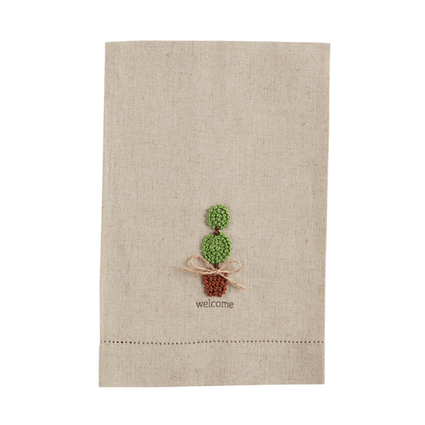 Welcome Topiary French Knot Towel | Mud Pie