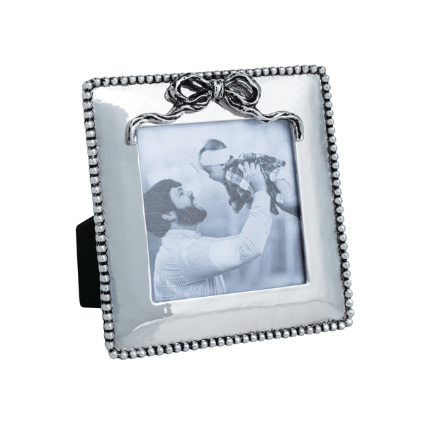 Square Mini Bow Frame | 3"x3" Frame with Layered Bow Design | Mud Pie