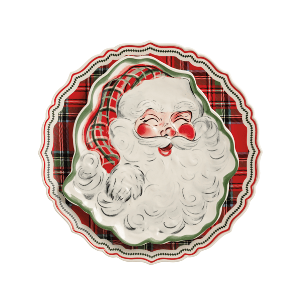Tartan Santa Nested Platters | Christmas Serving Set | Mud Pie