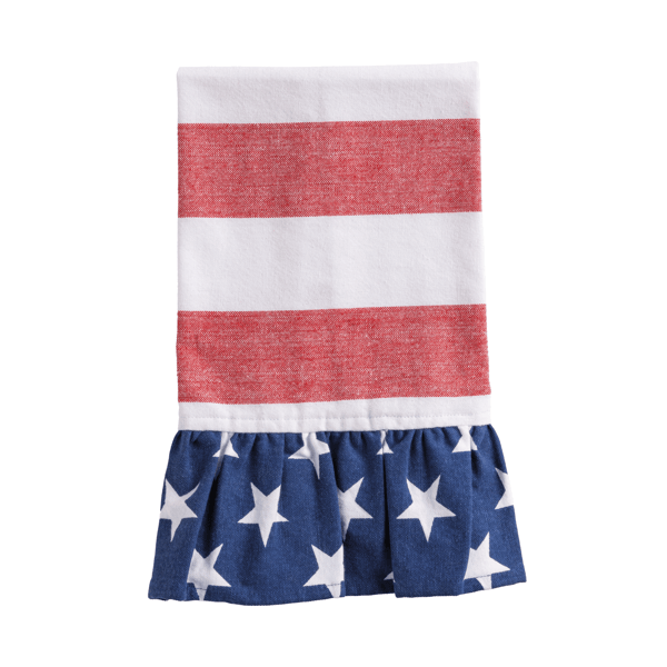 Red Stripe Americana Towel | Woven Cotton with Flounce Hem | Mud Pie