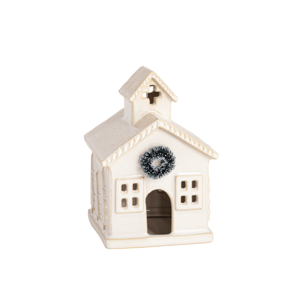 Small Ceramic Church Sitter | Glazed Sitter with Light Piercing | Mud Pie