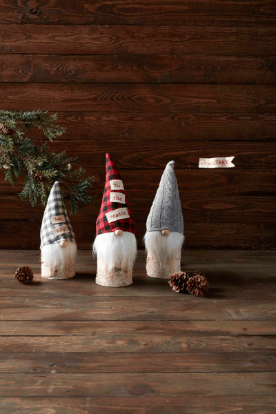 Holly Jolly Birch Log Gnome | Mud Pie