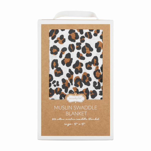 Tan Leopard Swaddle Blanket | Mud Pie