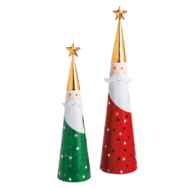Nested Santas | Two Metal Cone Santas | Mud Pie