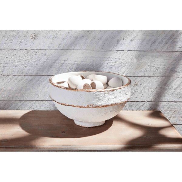Gold Stripe Papier Mache Bowl | Mud Pie