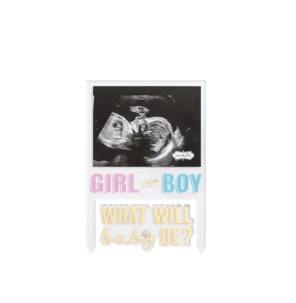 Acrylic Girl Or Boy Ultrasound Cake Topper with Photo Magnet | Mud Pie