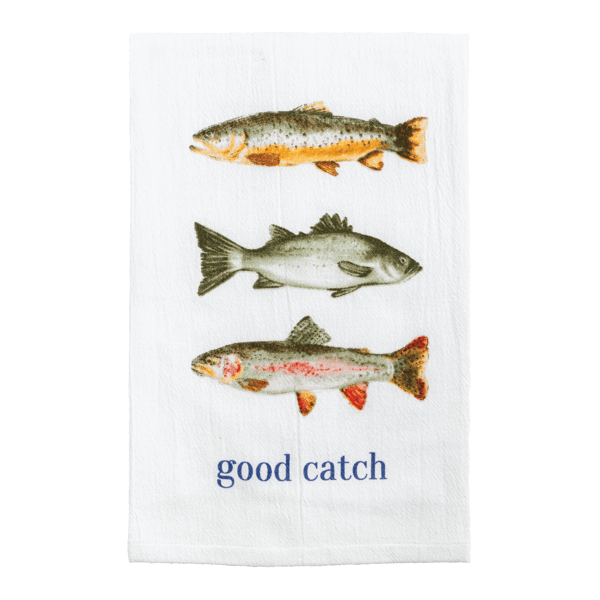 Good Catch Printed Towel | Cotton Hand Towel | Mud Pie
